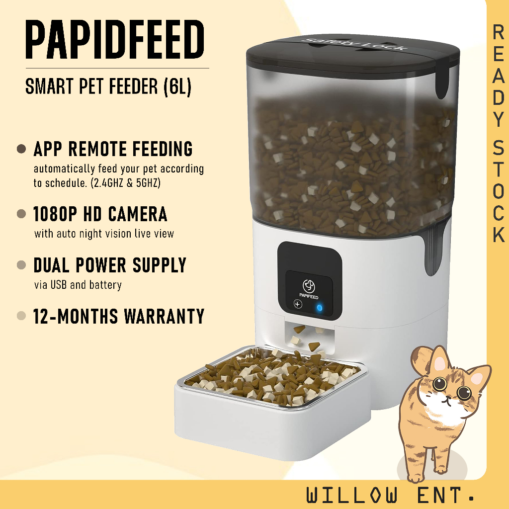 [PAPIFEED] Pet Smart Automatic Feeder 6L with Camera and Stainless ...