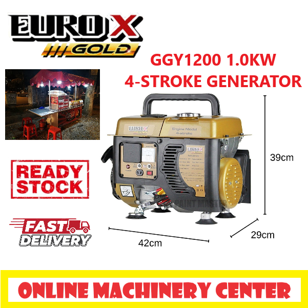 [READY STOCK]EUROX GGY1200 Gold Edition 4-Stroke 98cc Portable Petrol Generator 1000W GENSET 1 ...