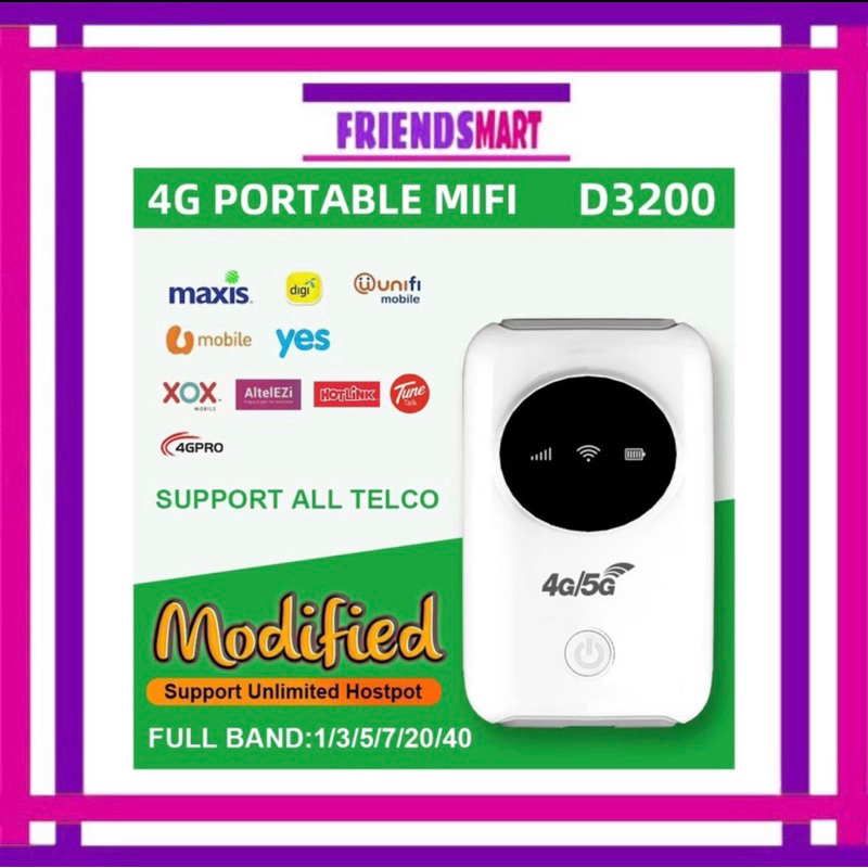 Modified Unlimited 4G LTE pocket WiFi D3200 router Portable Wifi Modem ...