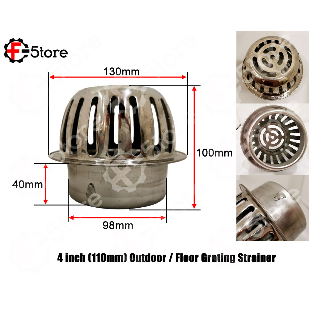 SUS304 Stainless Steel Outdoor / Floor Grating Strainer Balcony / Rooftops Drainage Cap Plumbing ...