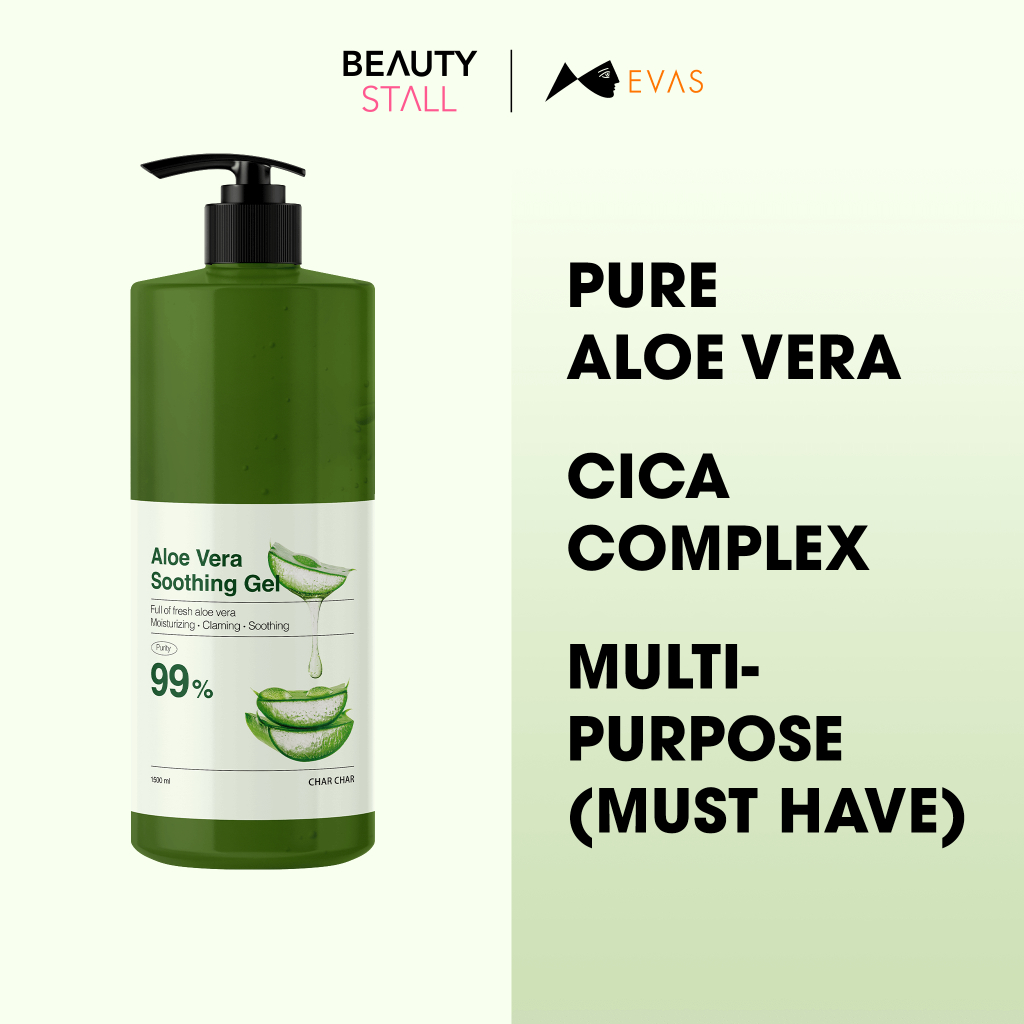 EVAS Char Char Aloe Vera Soothing Gel 1500ml | 99% Pure Aloe | Natural ...