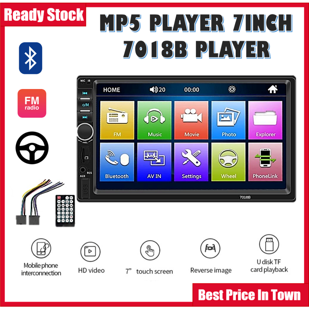 Car MP5 Player 7018B 7 Inch TFT Screen Double 2 DIN Car FM Stereo Radio Player Kereta Player ...