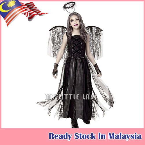 MYLITTLELASS Adult Kids Dark Angel Costume Halloween Evil Dress Up ...