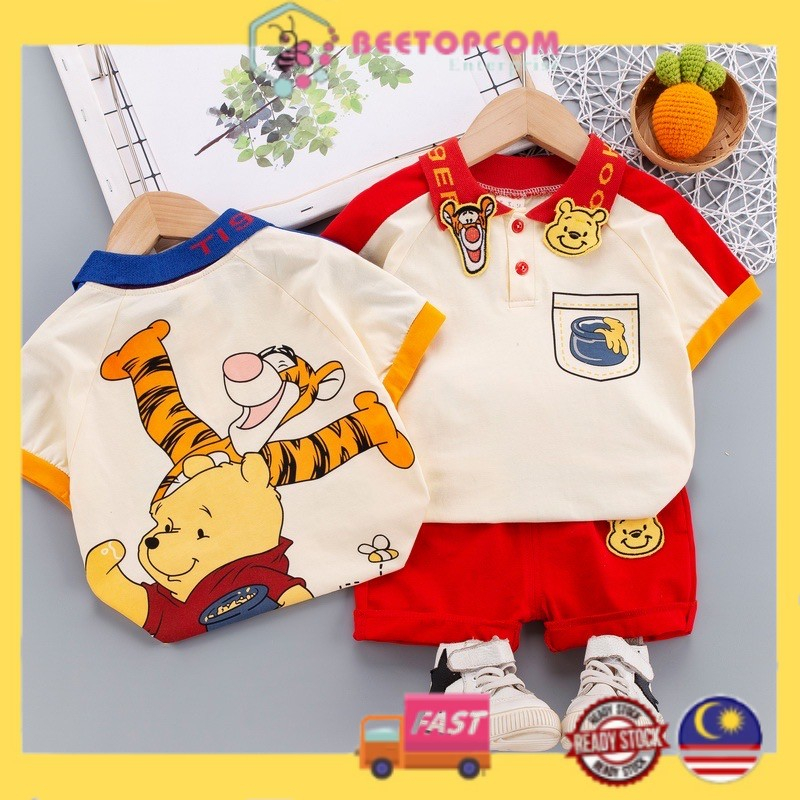 Beetopcom Budak baju lelaki boy set collar top dengan seluar bergetah ...