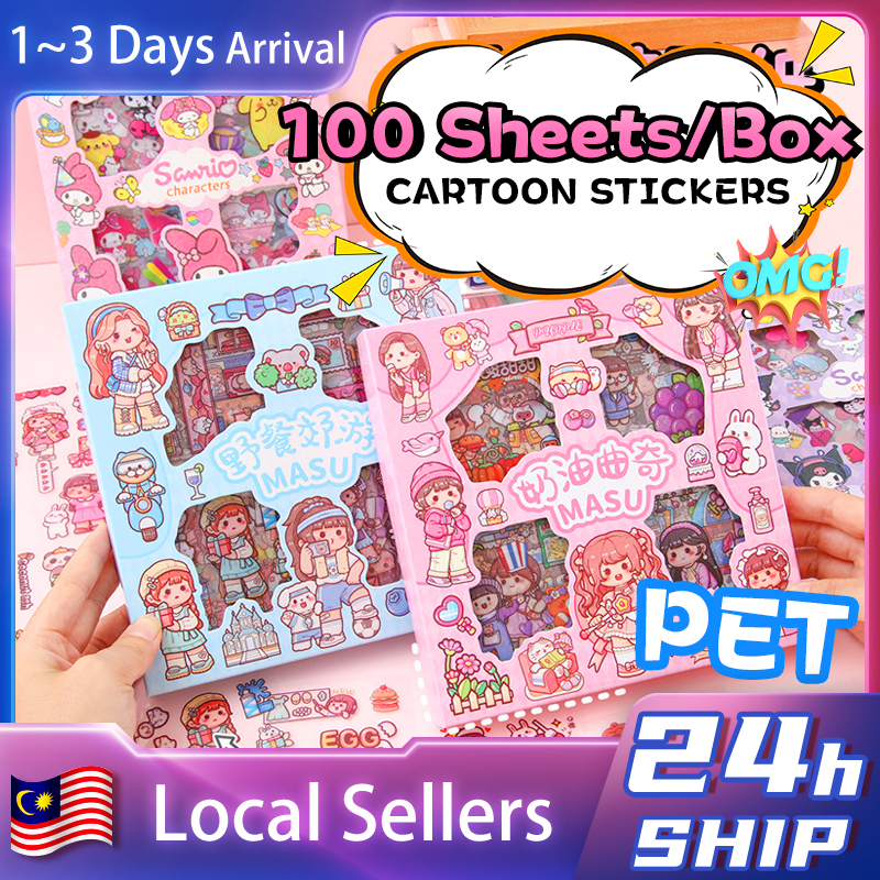 Handbook Stickers 100 Sheets Not Heavy Cartoon Characters Cute Sticker ...