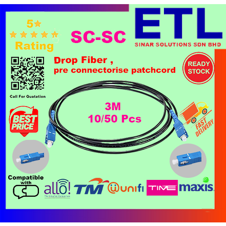 Pre Connectorized SC-SC Drop Fiber optic 3mtr | Shopee Malaysia