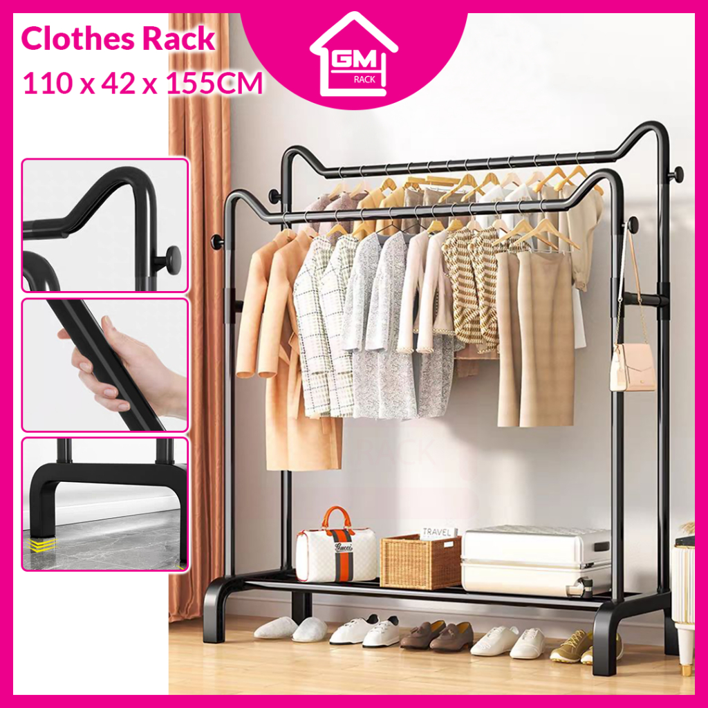 [GMRACK] DOUBLE POLE DRYING RACK/RACK BAJU/CLOTH HANGING RACK/RACK ...