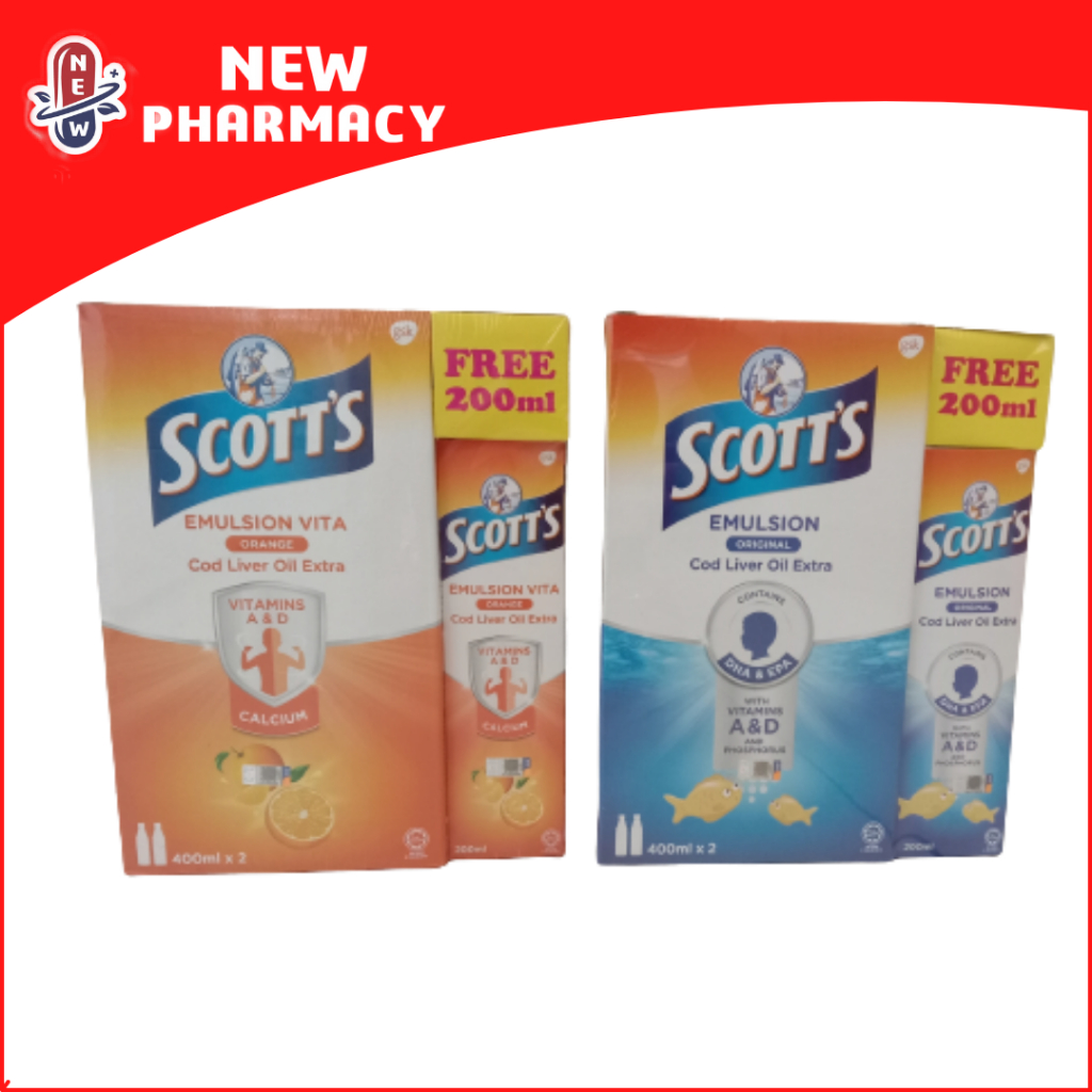 Scott's Emulsion Cod Liver Oil Extra 2x400mL FREE 200mL (Original ...