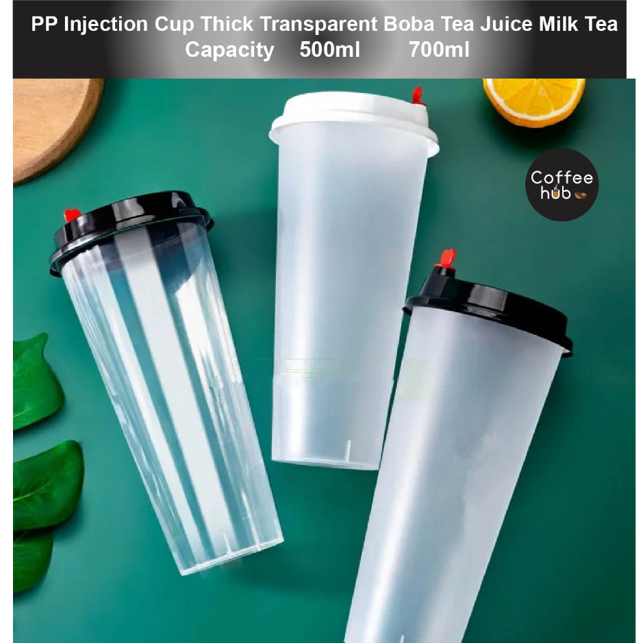 (Ready Stock)Thick PP Injection Disposable Juice Boba Tea Milk Tea Cup Tribute cup Transparent ...