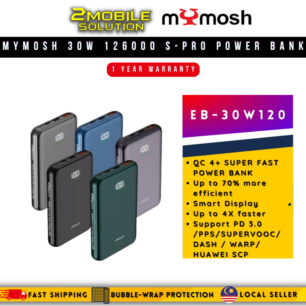 MYMOSH 12600MAH 30W Power Bank [DIGITAL DISPLAY I DUAL OUTPUT I SUPPORT ...