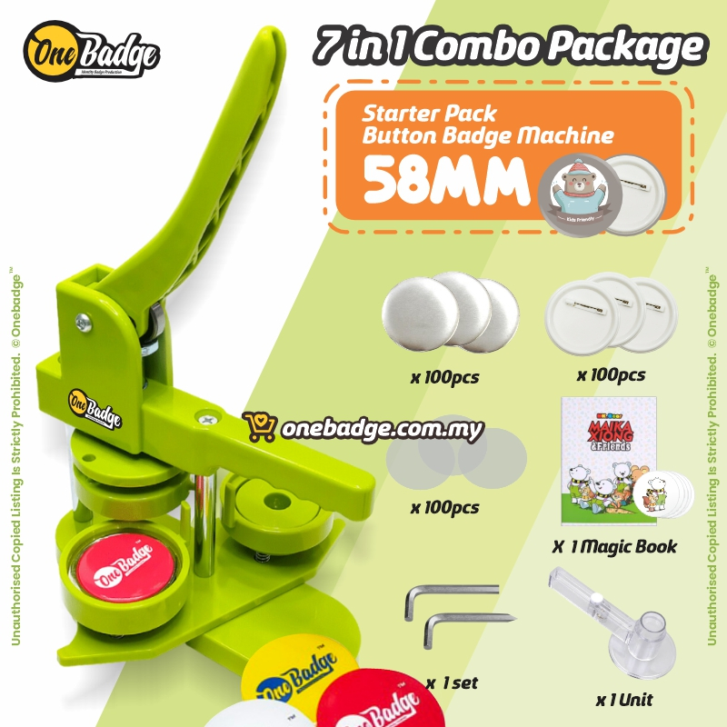 Maika Green Button Badge Machine with Mould + 100 sets of Material ...