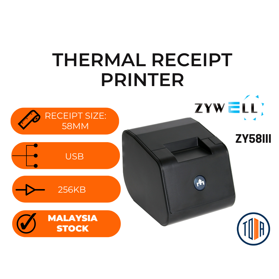 Zywell ZY58III Thermal Receipt Printer 58mm (Restaurant/Retail/Mesin ...