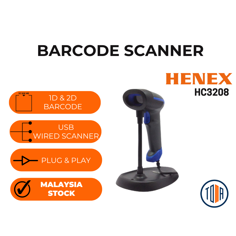 Henex HC3208 1D / 2D Barcode Scanner QR Code Scanner Wired/Wireless (With Charges Base) | Shopee ...