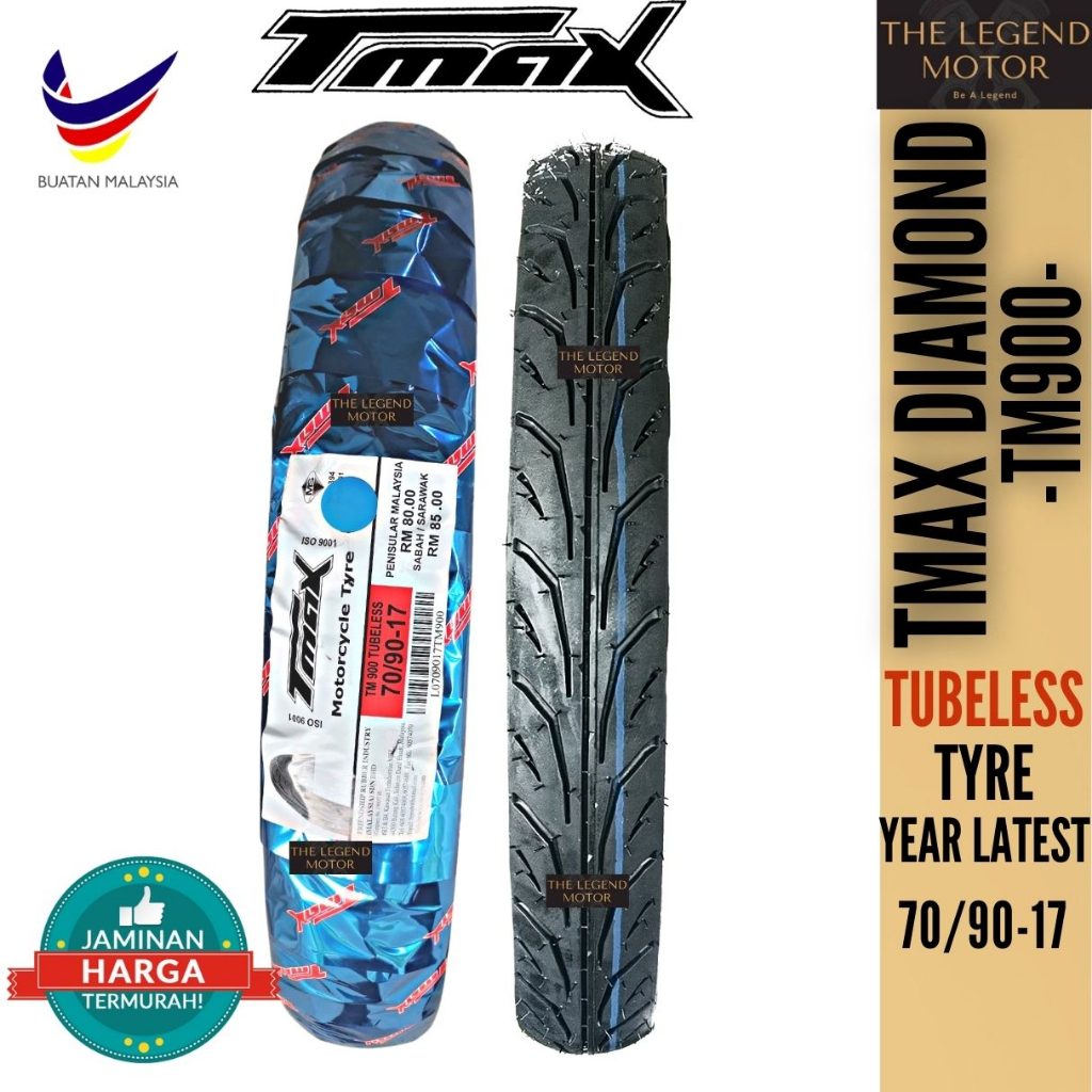 Tmax Tyre Tubeless Tayar TM900 17 Tiubless Tire 70/90-17 80/90-17 ...