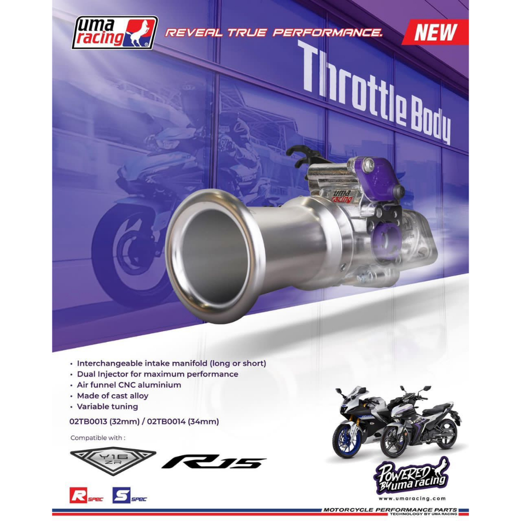 UMA RACING THROTTLE BODY 32MM / 34MM Y16ZR / Y16 / R15 V3 | Shopee Malaysia
