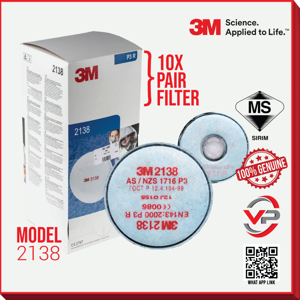 10 / 5pair x 3M 2138 Particulate Filter nuisance organic SIRIM DOSH ...