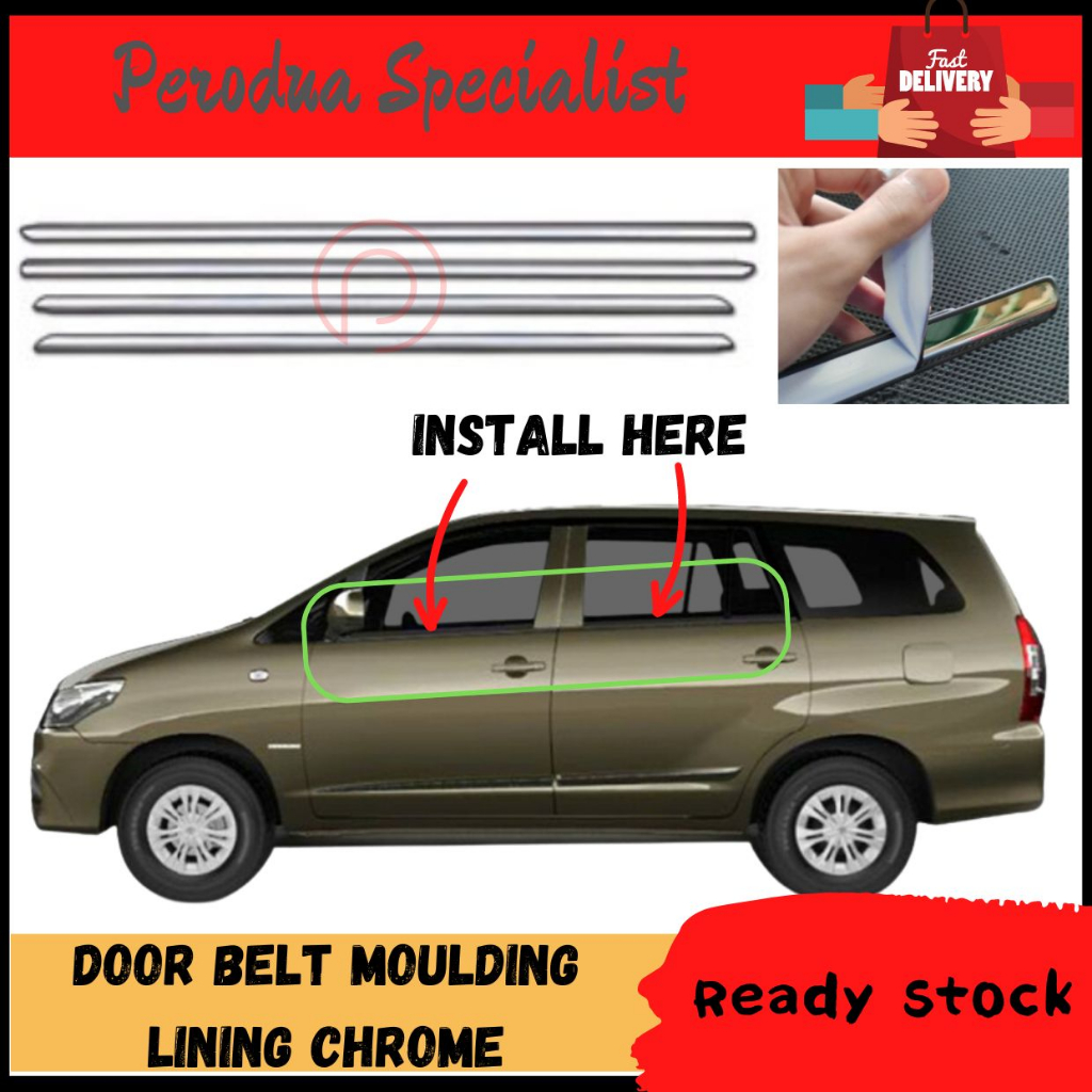 Toyota Innova 2006-2015 Window Trim Chrome Lining/Door Belt Moulding ...