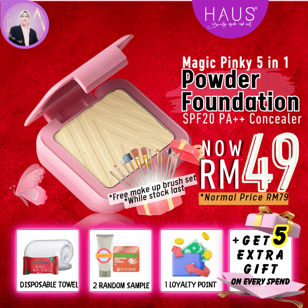 🎁EXTRA GIFT🎁5 in 1 MAGIC PINKY HAUS POWDER FOUNDATION VIRAL | Shopee ...