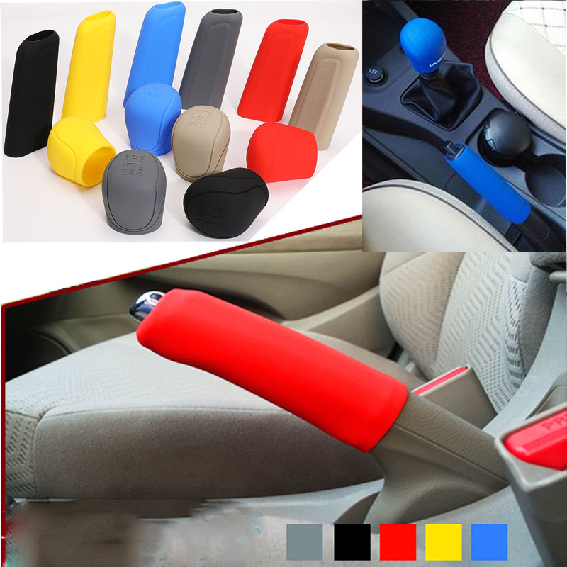 Car Gear Knob Handbrake Silicone Rubber Cover Hand Brake Auto Manual 6 ...