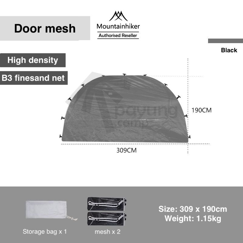 MOUNTAINHIKER Camping Dome Tent Shelter Connector Door Mesh Groundsheet ...