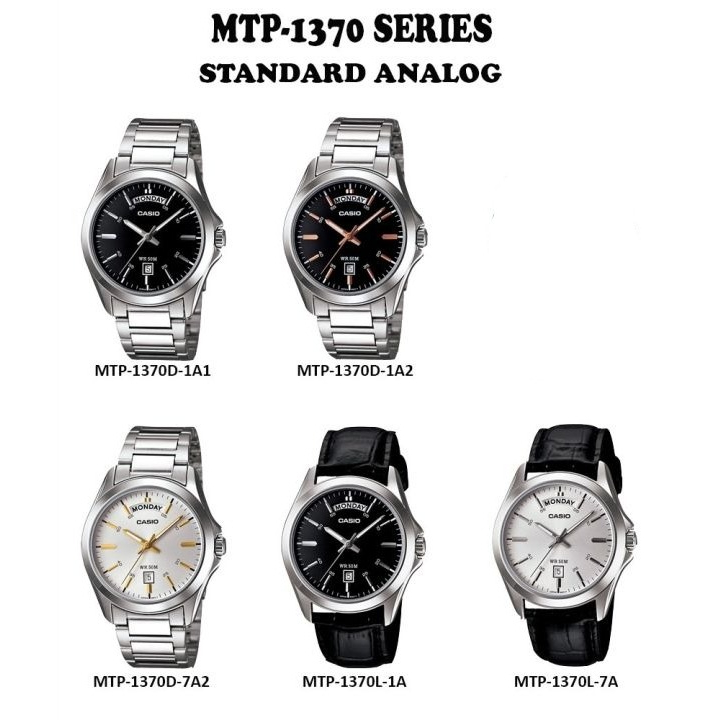 Casio General MTP-1370D / MTP-1370L Silver Stainless Steel Band Men ...