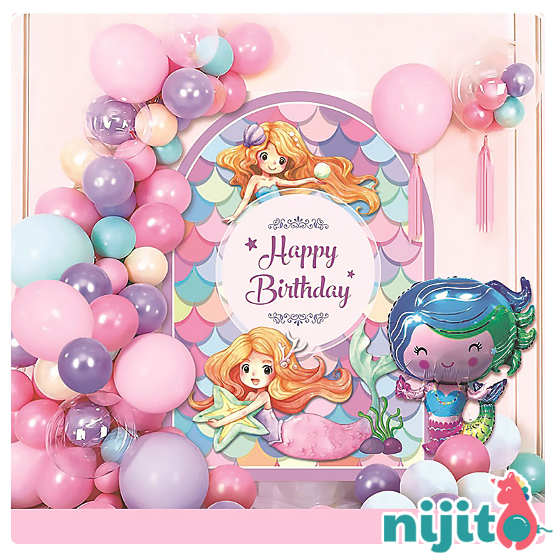 Nijito- Mermaid Macaron Kid Girl Birthday Balloon Aluminium Foil ...