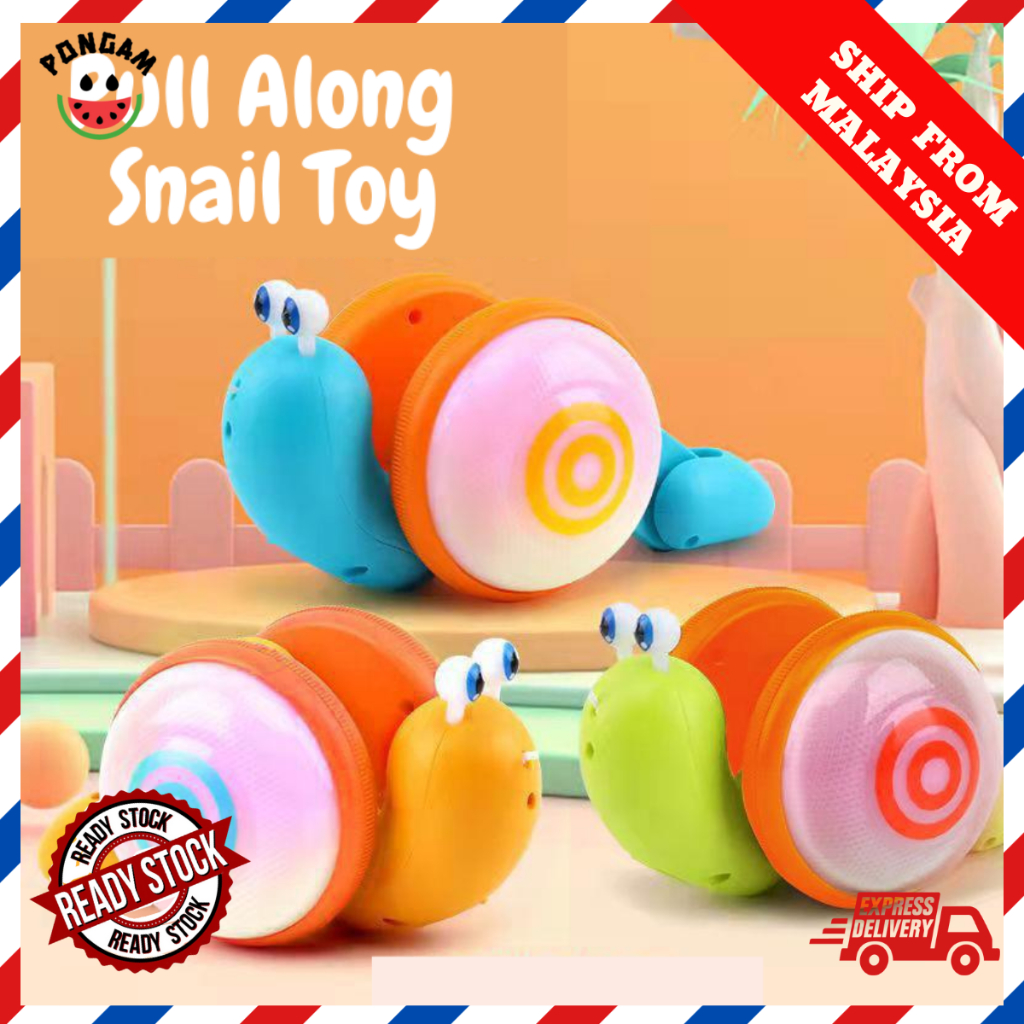 Siput Snail Pull along toy string crawl cartoon snail car baby early ...