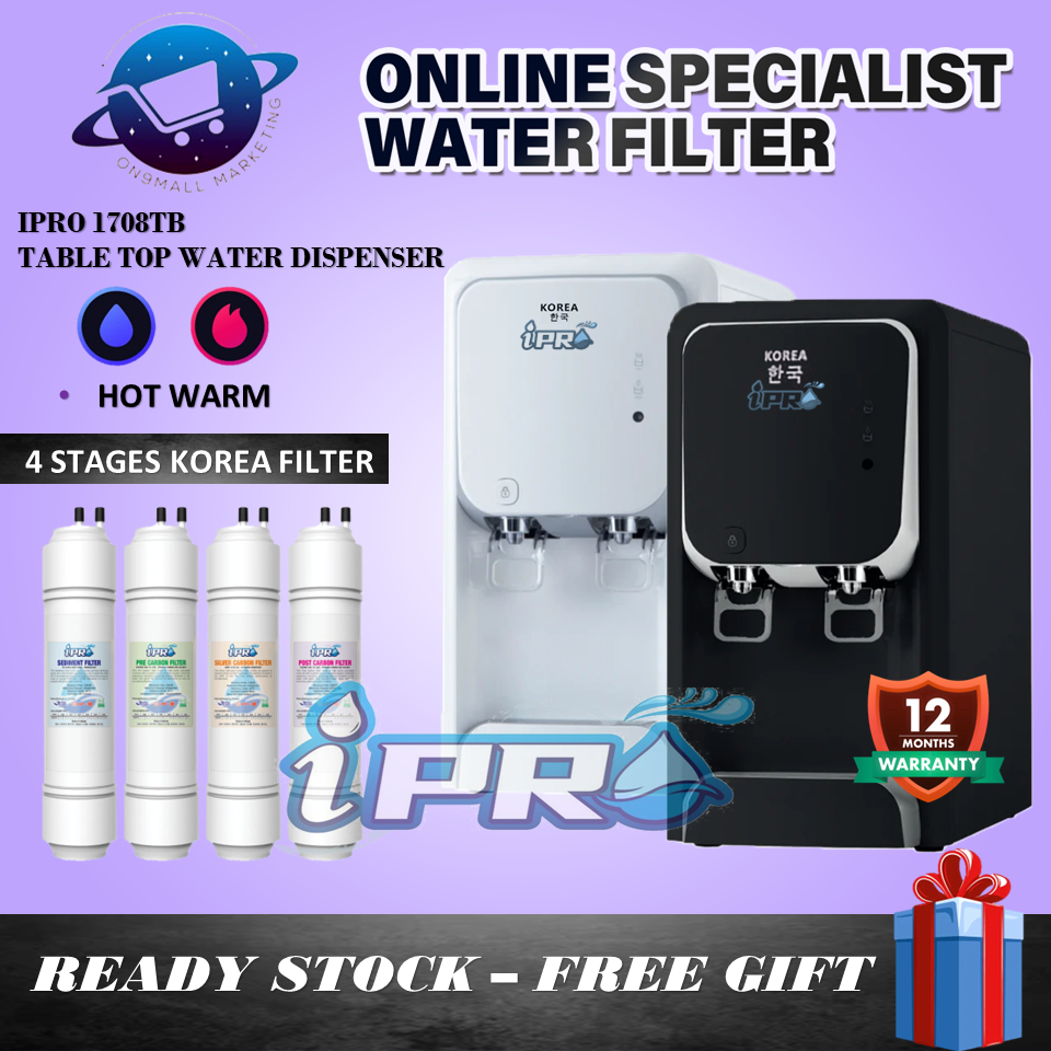 Ipro Hot & Warm Desktop Water Dispenser Model 1708TB - 4 Stages Korea ...