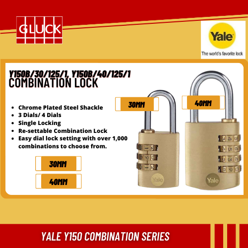 YALE Y150B OUTDOOR BRASS COMBINATION PADLOCK NUMBER LOCK (30MM, 40MM ...