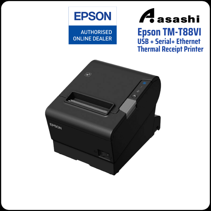 Epson TM-T88VI USB + Serial+ Ethernet Thermal Receipt Printer ...