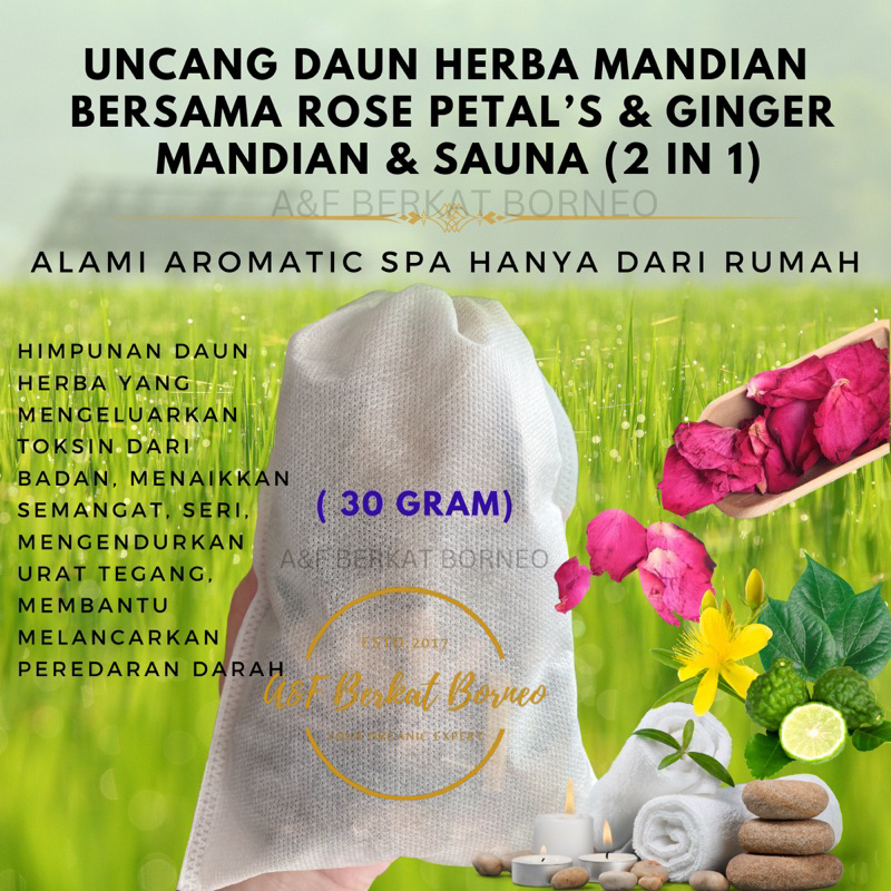 30G-MANDIAN BERPANTANG EXTRA WANGI/SAUNA Daun Herba & Bunga Rose ...