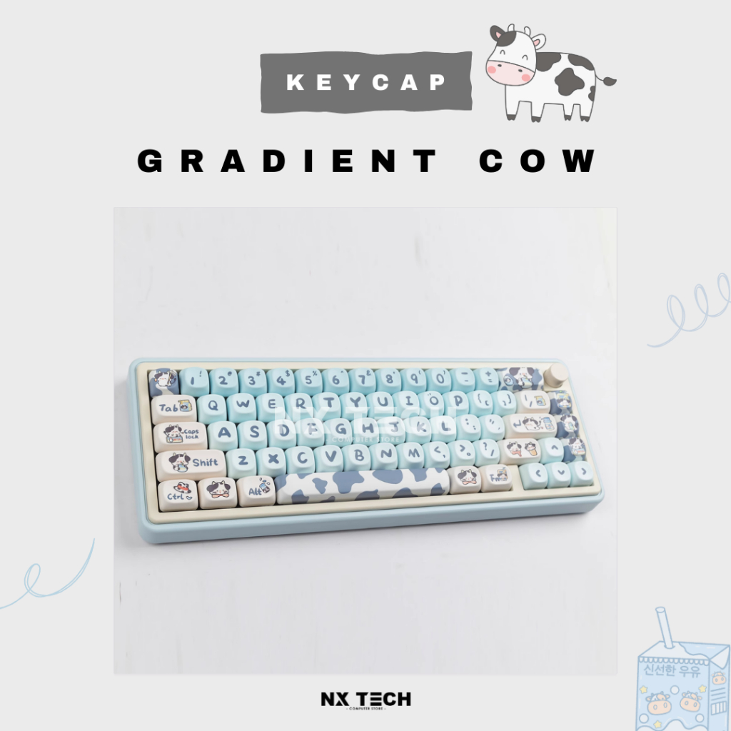 Gradient Cow MOA Profile PBT Keycap Set for Mechanical Keyboard ...