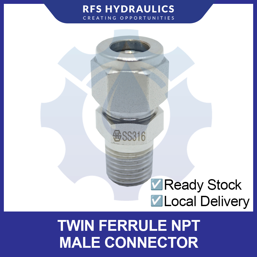 RFS Stainless Steel SS316, 5/8" OD to 1" OD NPT Male Connector with ...