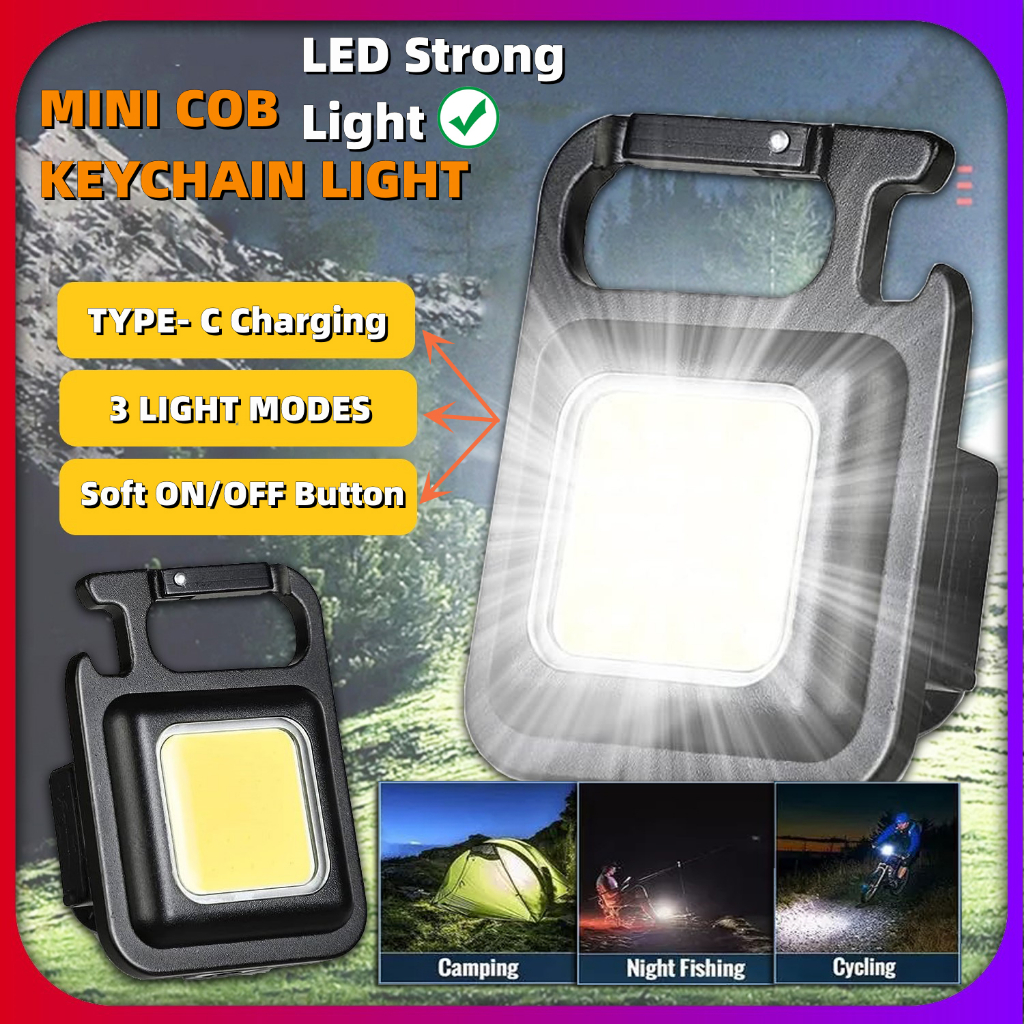 Type-C Rechargeable COB Chargeable Flashlight | Work Lamp Mini Keychain ...