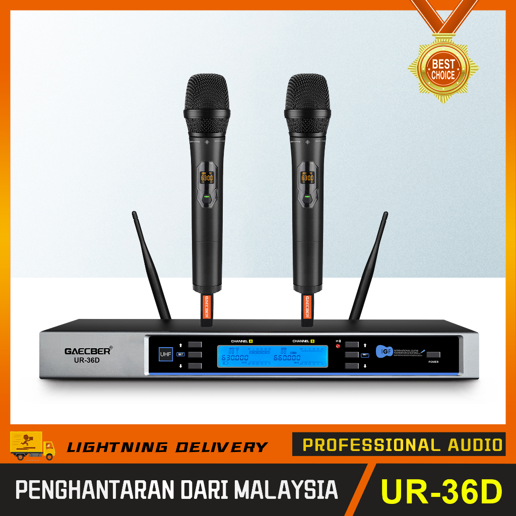 Wireless microphone dual handheld UR-36D mikrofon tanpa wayar karaoke ...