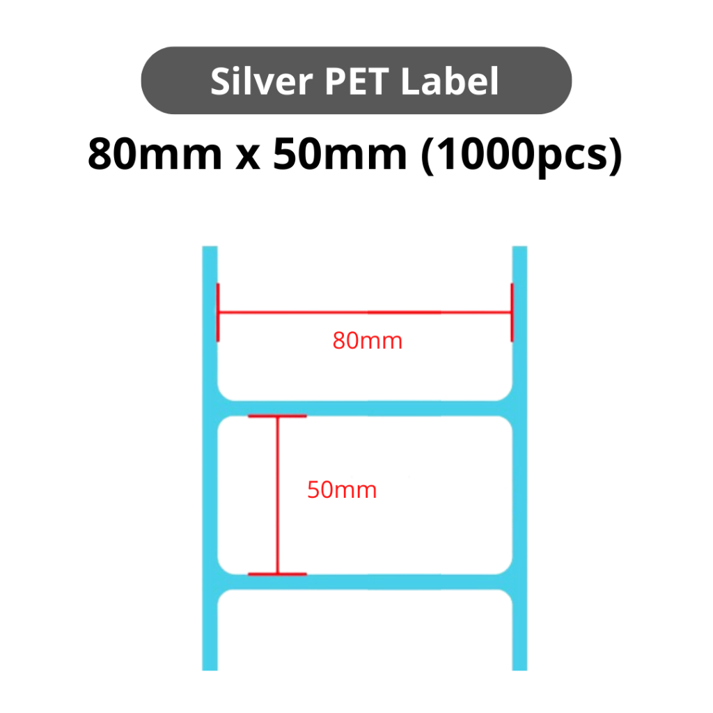 Silver PET Label/Sticker Premium Barcode Sticker Oil+Waterproof (Use ...