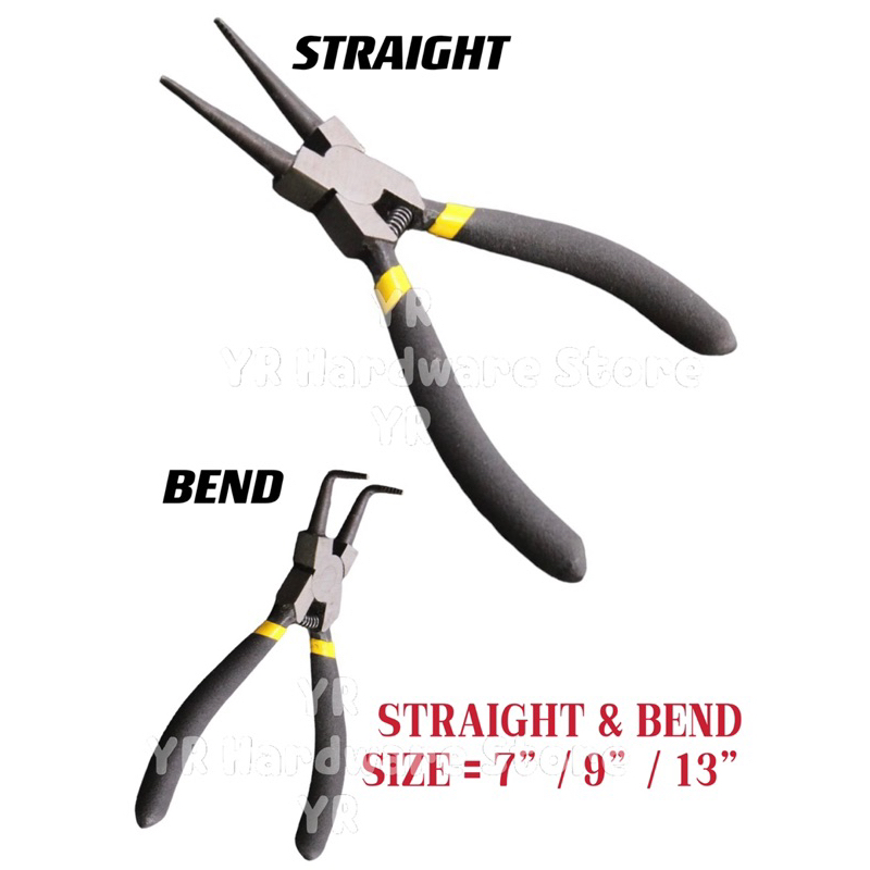 Circlip Plier 7" / 9" / 13" Straight / Bend ( IN & OUT ) Clip Plier / C ...