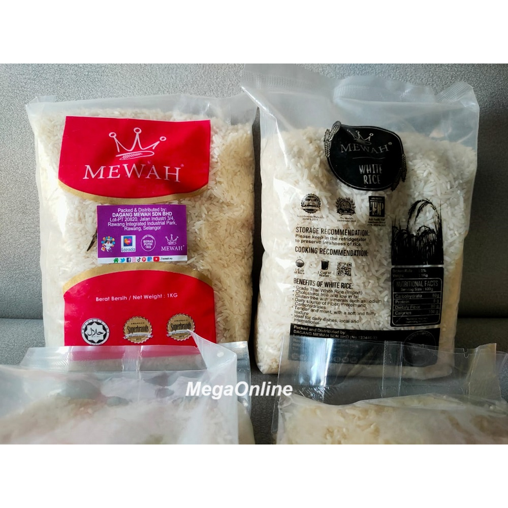 Mewah Thai White Rice 1kg Pack | Shopee Malaysia