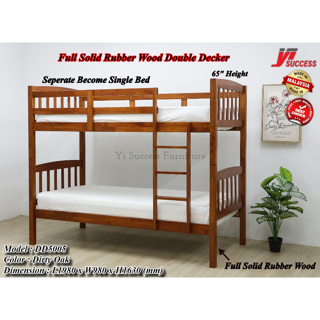 Yi Success Oakland Full Solid Wooden Double Decker / Single Size Wooden ...