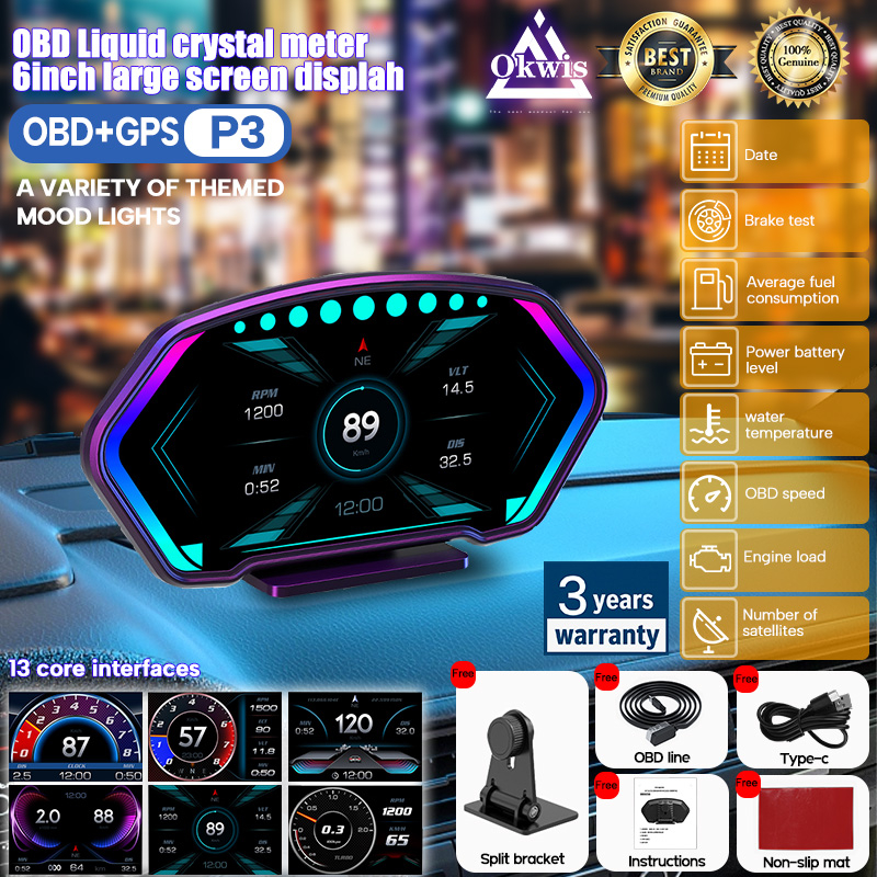 Okwis New OBD2 Meter GPS+OBD Gauge OBD Scanner For Honda Toyota wish ...