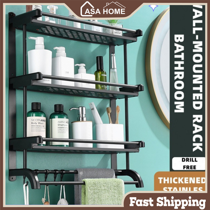 CASA Stainless Steel Bathroom Towel Rack Shelf Shampoo Rack Toilet ...