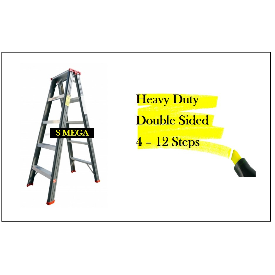SMEGA Heavy Duty Aluminium Double Sided Ladder/Tangga 重型楼梯 | Shopee ...