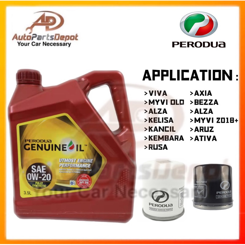 PERODUA Fully Synthetic Engine Oil 0W-20 3.5L -PERODUA MYVI 17Y / BEZZA ...