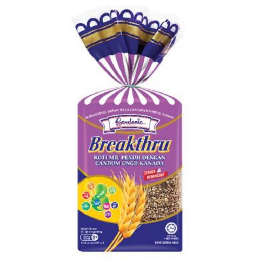 GARDENIA WHOLEMEAL BREAKTHRU ROTI BRAN & GERMA GANDUM ROTI GANDUM PENUH ...