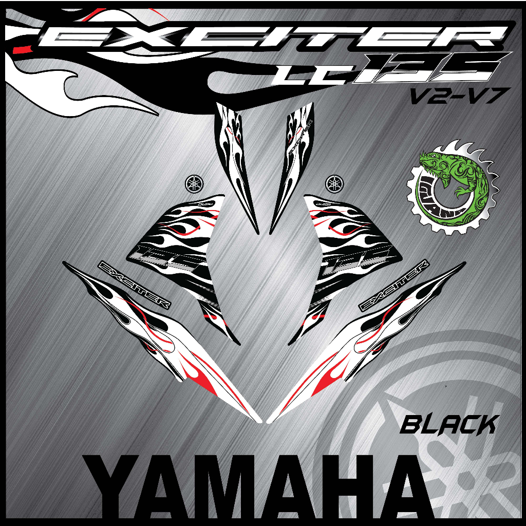 STRIPE MOTOR YAMAHA LC135 V2-V7 EXCITER FIRE 2023 BODY STICKER CUSTOM ...