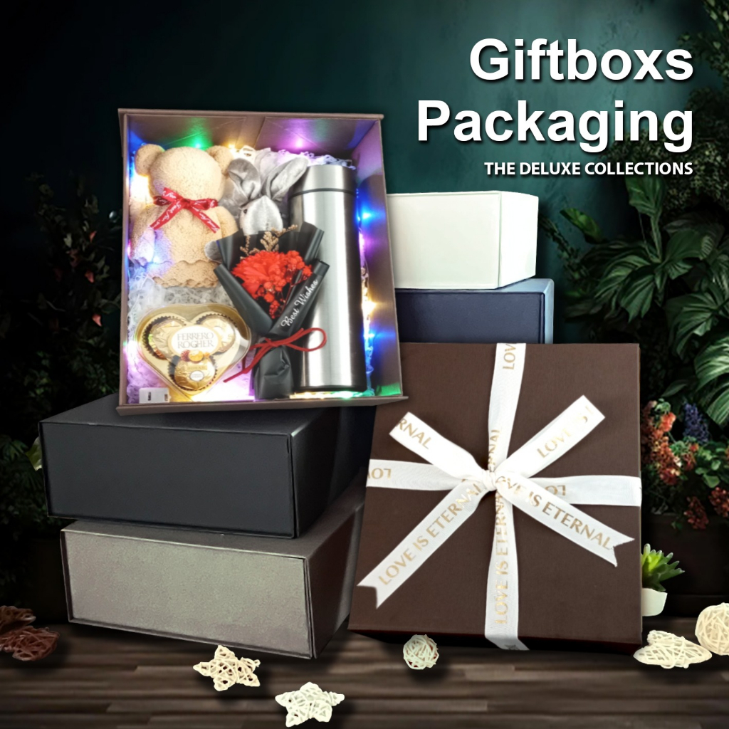 Giftbox Packaging / 𝗦olid Hard 𝗖over Texture Boxes / Kotak Hadiah ...