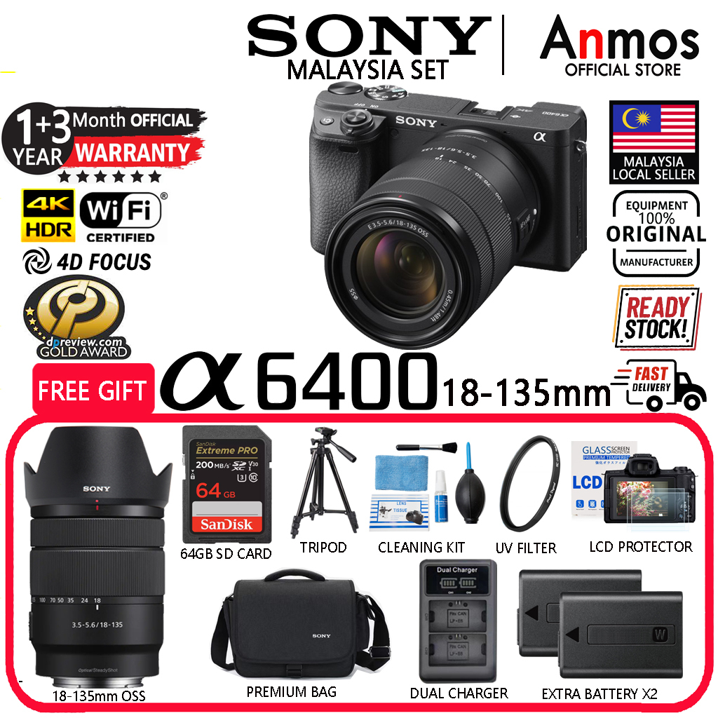 Sony a6400/A6400 Mirrorless Digital Camera With Lens (16-50mm &18-135mm& Body)Sony Malaysia Set ...