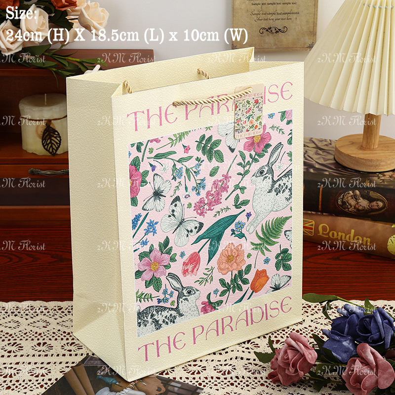 MACAROON TOTE BAG Rectangular Shaped Flower Paper Chain Handle Doorgift ...