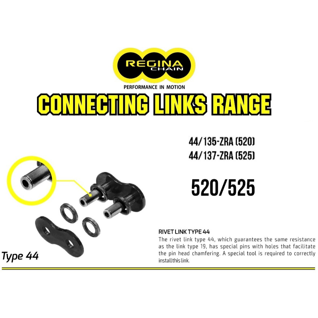 REGINA 520 525 ZRA CHAIN JOINT RIVET LINK CONNECTING LINKS RANGE (BLACK ...