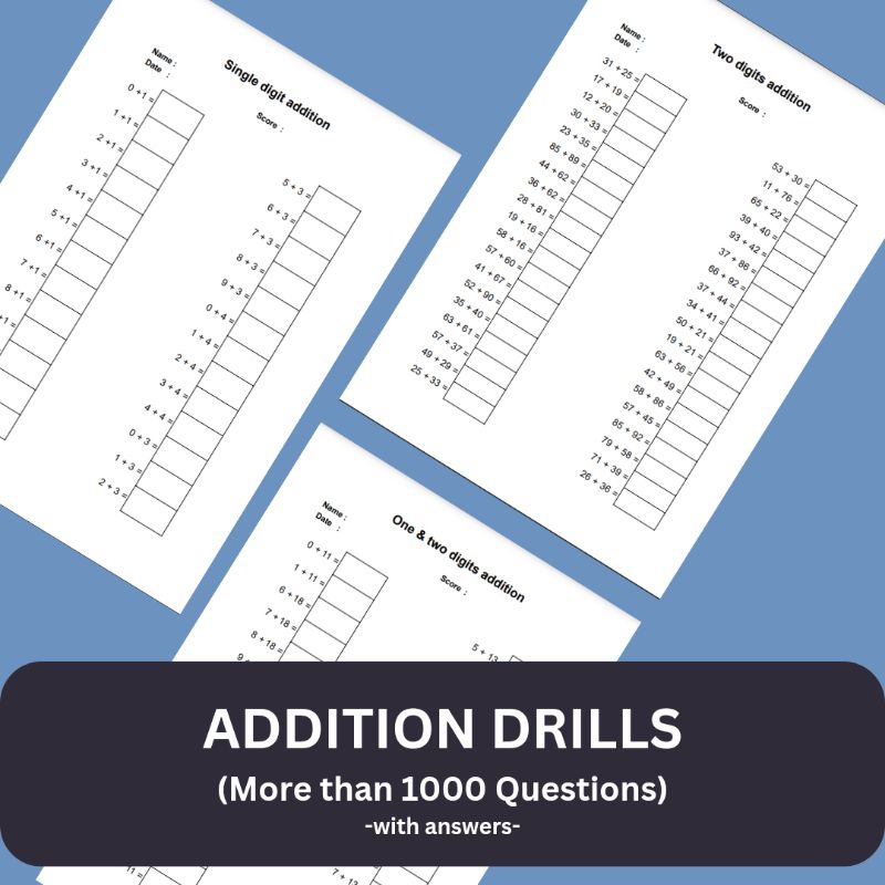 PRINTABLE maths addition worksheets-Maths Drills (More than 1000 ...